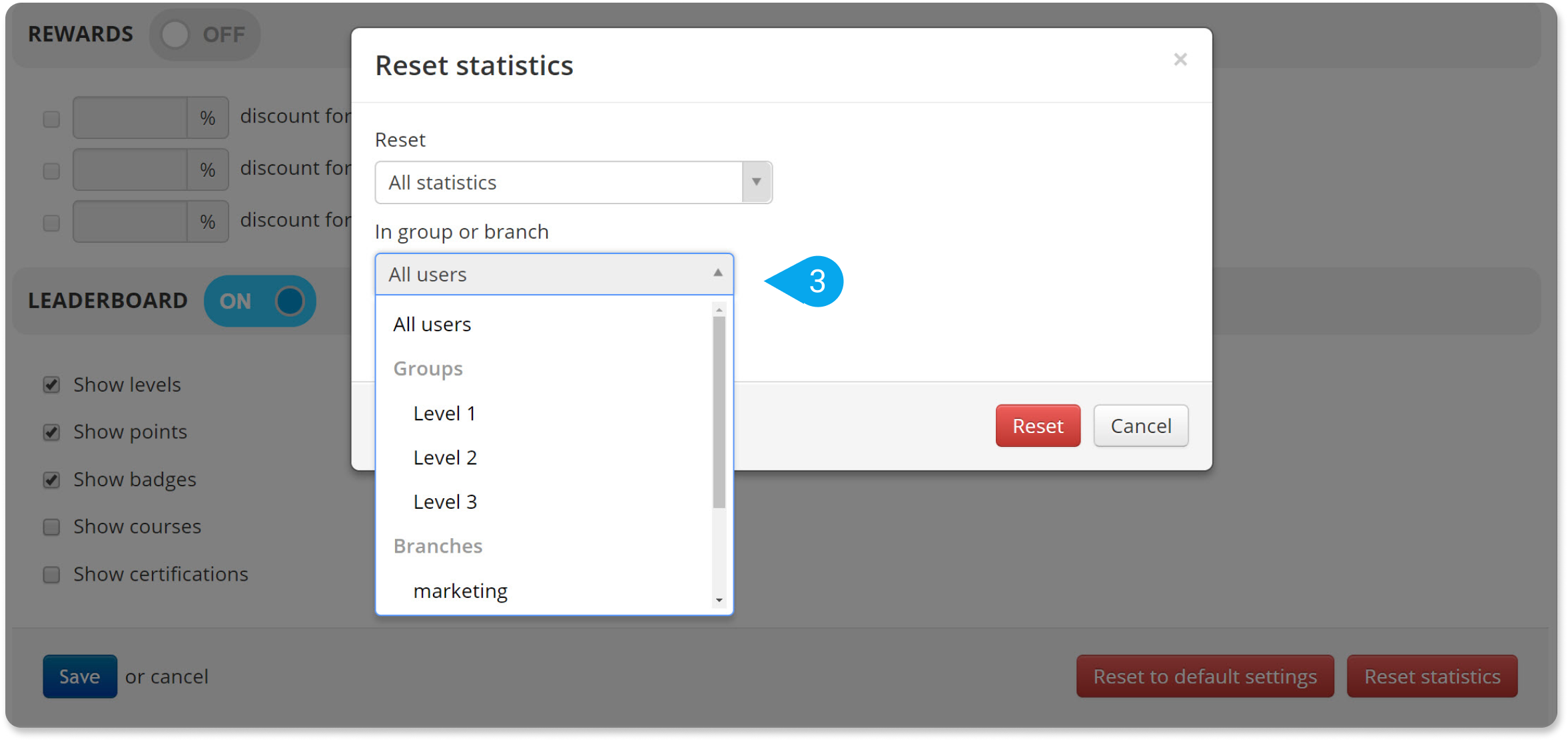 How to reset the gamification statistics of all your users or just the members of a group or ...