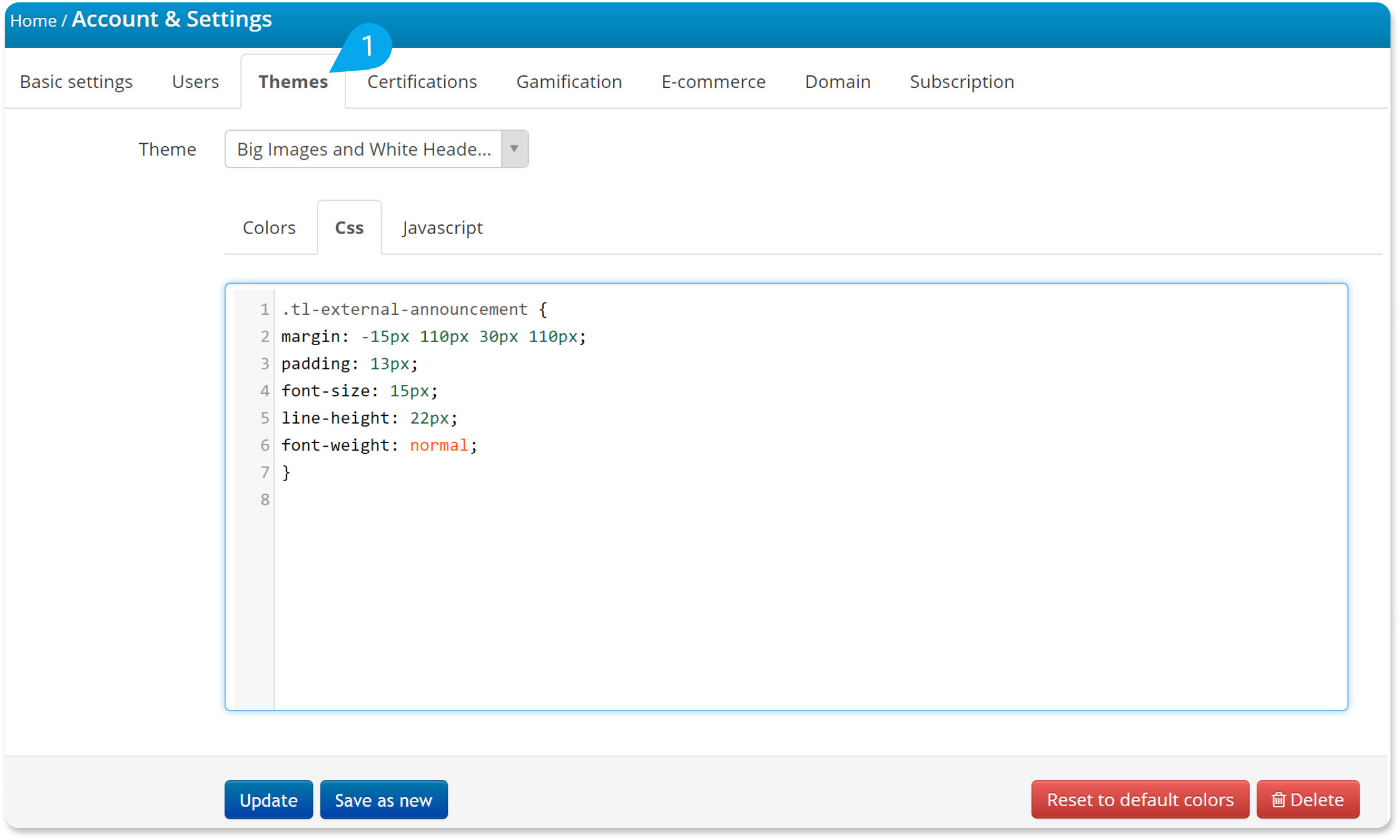How to find the CSS styles of a specific page element in the Legacy ...