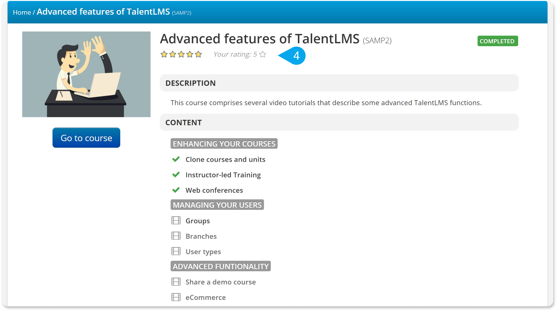 How to let users rate their courses in the Legacy interface – TalentLMS ...